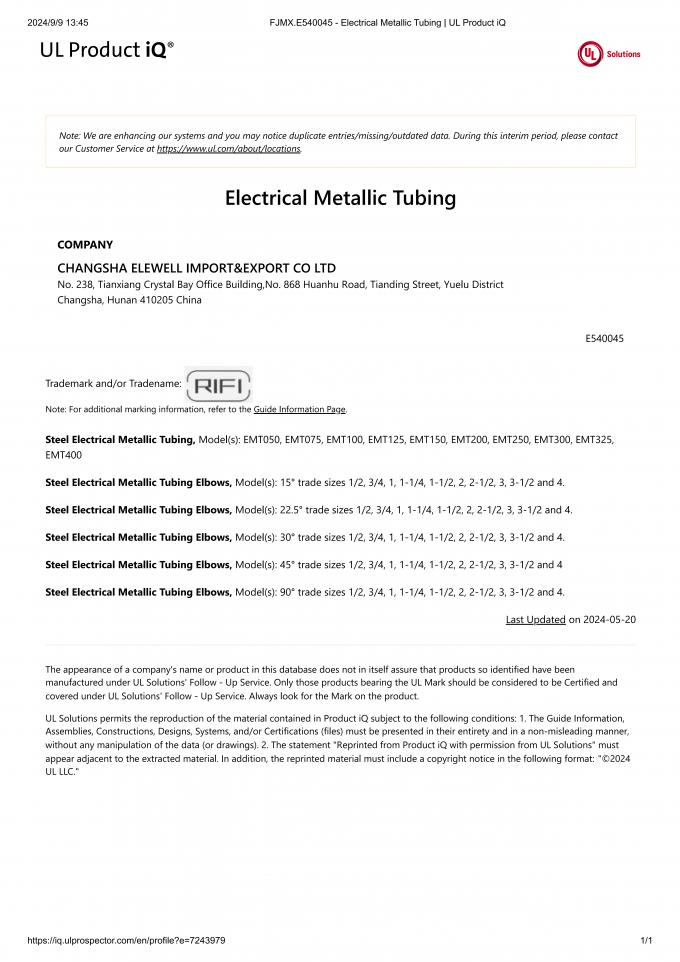 10 Feet EMT Conduit Pipe 1 / 2 Inch Electrical Metallic Tube Conduit